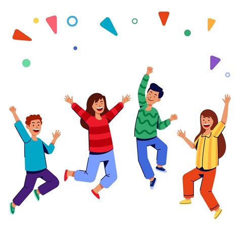 Cheering And Jumping Young People 1784153 Vector Art At Vecteezy