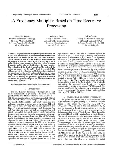 Pdf A Frequency Multiplier Based On Time Recursive Processing