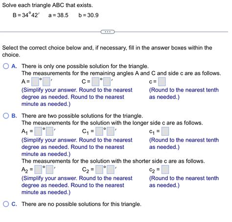 Solved Solve Each Triangle Abc That