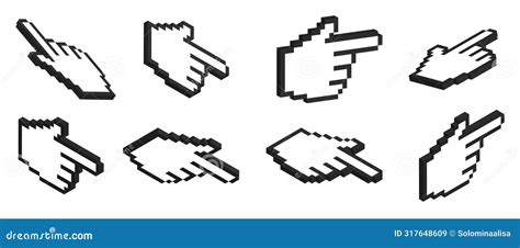 Hand Cursor Icon Flat 3d Hand Mouse Cursor Icon Various Directions