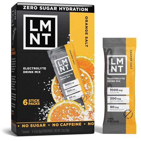 Lmnt Zero Sugar Electrolyte Drink Mix Orange 6ct