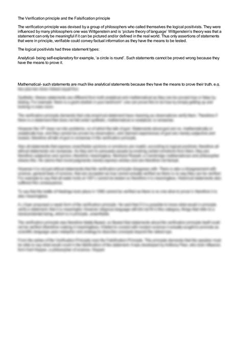 SOLUTION The Verification Principle And The Falsification Principle Studypool