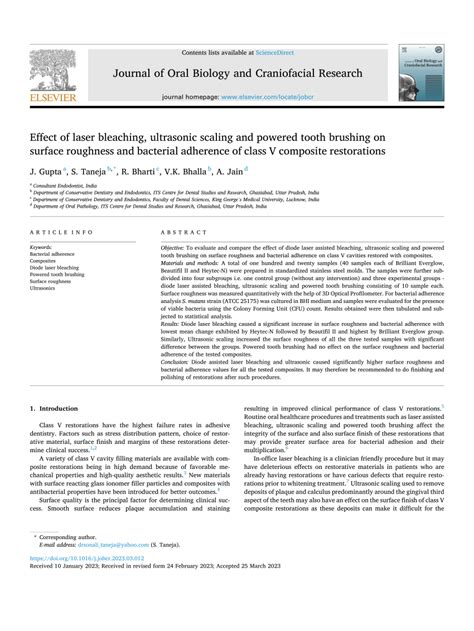 Pdf Effect Of Laser Bleaching Ultrasonic Scaling And Powered Tooth Brushing On Surface