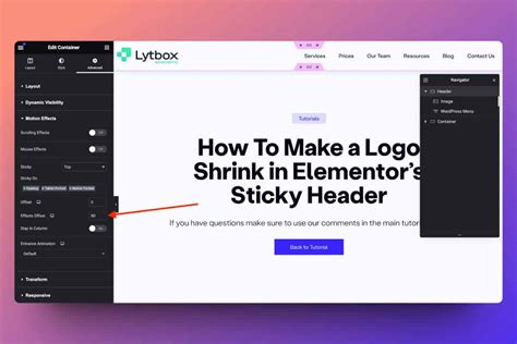 How To Shrink A Logo On Scroll With Elementor Sticky Headers