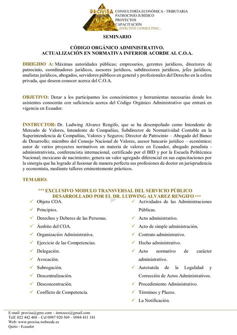 CÓdigo OrgÁnico Administrativo Provisa