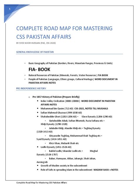 Complete Road Map For Css Pakistan Affairs By Syed Noor Hussain Pdf Pakistan Muhammad Ali