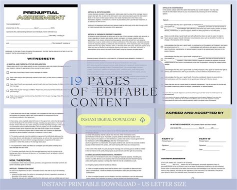 Prenuptial Agreement Template Antenuptial Agreement Editable Prenup
