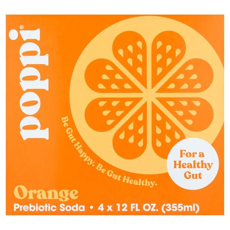 Poppi Prebiotic Soda Orange 12 Fl Oz X 4 Count Fairway
