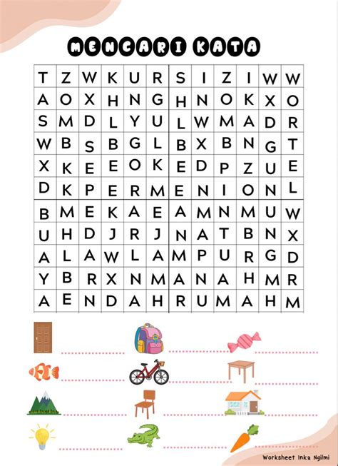 Worksheet Bahasa Indonesia Mencari Kata Materi Guru Buku