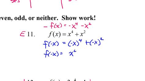 Day 9 Test C 10 To 13 Prove Algebraically Whether A Function Is Even