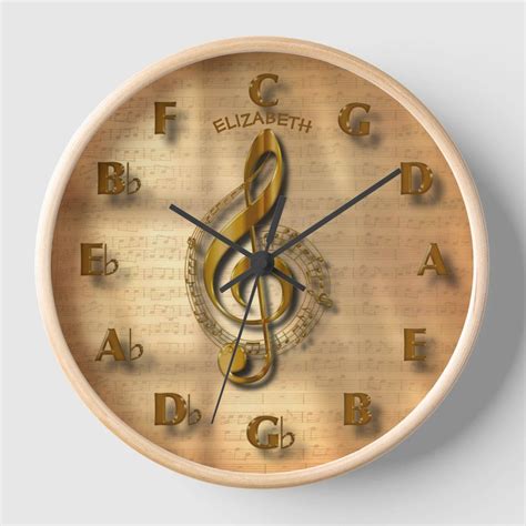 Gold Music Treble Clef Clock With Circle Of Fifths Zazzle Circle Of