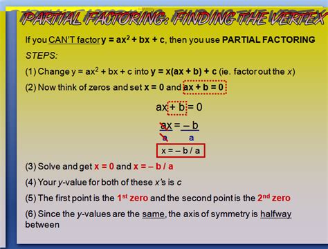Chapter 4 4 Part 1 Partial Factoring Finding The Vertex