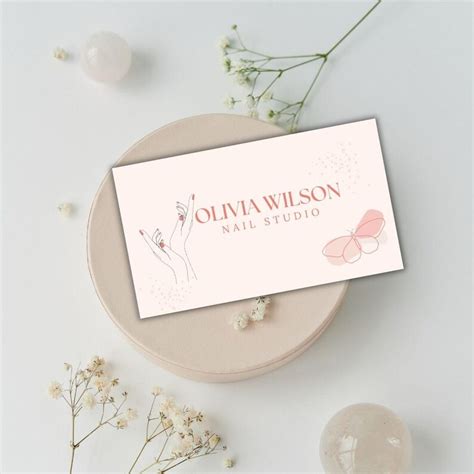 Modern Nail Tech Business Card Nail Studio Business Card Canva Editable