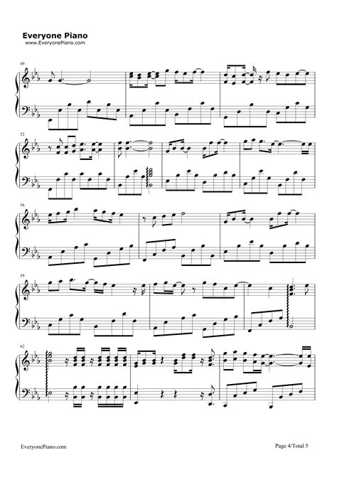 一念之间 道士下山主题曲五线谱预览4 钢琴谱文件（五线谱、双手简谱、数字谱、midi、pdf）免费下载