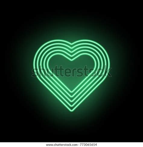 Vector Neon Heart Neon Silhouette Green Stock Vector Royalty Free