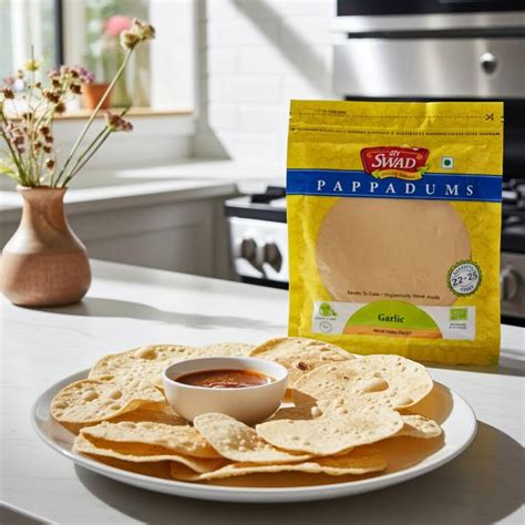 Premium Garlic Papadums Artisanal Thin Lentil Wafers
