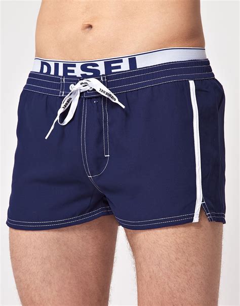 Diesel Double Waistband Swim Shorts In Blue For Men Navy Lyst