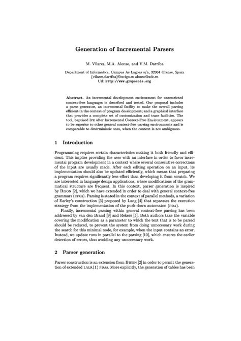 Pdf Generation Of Incremental Parsers
