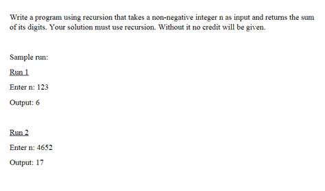 Solved Write A Program Using Recursion That Takes A