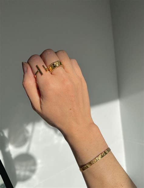 Dainty Hammered Orb Ring Boho Stones