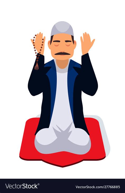 Praying Muslim Man Royalty Free Vector Image Vectorstock