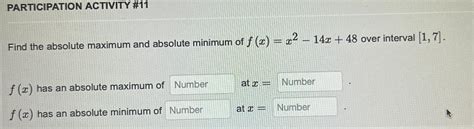 Solved PARTICIPATION ACTIVITY 11Find The Absolute Maximum Chegg