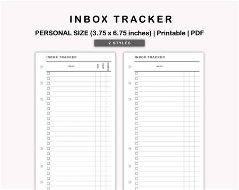 The Inbox Tracker For Personal Size And Printable