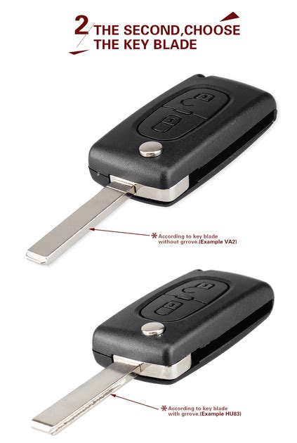 Hu83 Ce0523 2 Boutons Coque Clé Peugeot 107 207 307 308 407 Ce0523