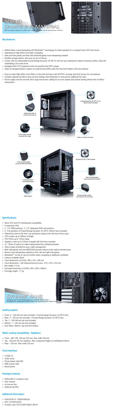 Buy Fractal Design Define Mini C Window Black Case Fd Ca Def Mini C Bk