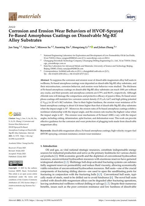 Pdf Corrosion And Erosion Wear Behaviors Of Hvof Sprayed Fe Based