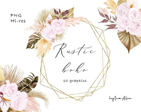 Dried Palm Pampas Grass Clipart Rustic Boho Flower Watercolor Free