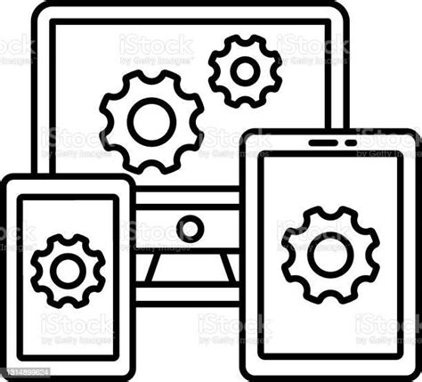 흰색 배경 컴퓨터 프로그래밍 및 코딩 스톡 일러스트레이션에 반응형 또는 액체 웹 디자인 개념 벡터 아이콘 디자인 소프트웨어 및 웹 개발 기호 Lcd에 대한 스톡 벡터 아트