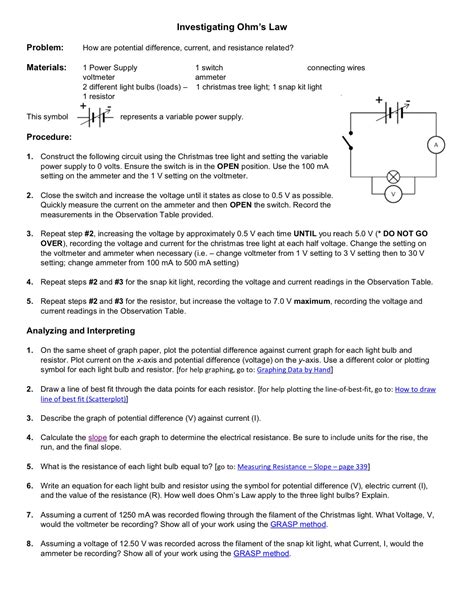 Investigating Ohms Law Tuesday March Ohms Law Ohms Different Light Bulbs