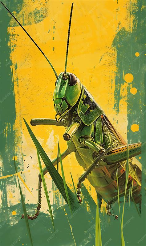 Premium Photo Collage Of Grasshopper With Grass Texture Collage