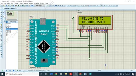 Interfacing 16x2 Lcd With Arduino Nano On Proteus