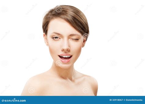 Portrait Of Beautiful Winking Girl Stock Image Image Of Adult Human