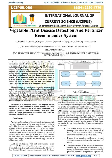 PDF Vegetable Plants Disease Detection And Fertilizer Recommender System