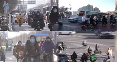 早晨冬天车流人流过马路城市烟火城市上班族视频素材下载
