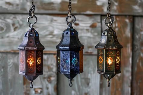 Premium Photo Hanging Arabic Lantern Realistic Eid Mubarak