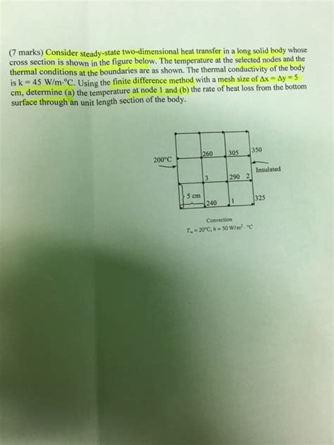 Solved Consider Steady State Two Dimensional Heat Transfer Chegg