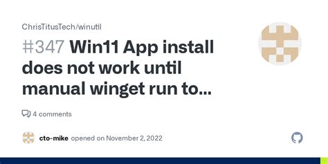 Win App Install Does Not Work Until Manual Winget Run To Accept