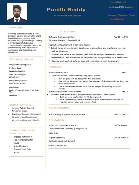 Punith Final Cv Pdf Computer Programming Software