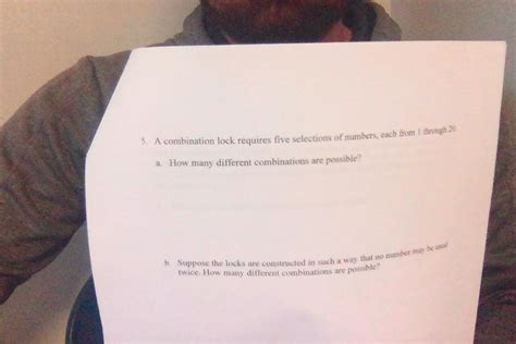 Solved A Combination Lock Requires Five Selections Of