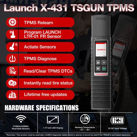 Launch X TSGUN TPMS Tire Pressure Detector Handheld Program Diagnostic Tool