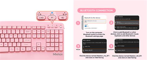 Amazon Com MEETION Pink Wireless Keyboard And Mouse 2 4G Bluetooth Keyboard Mouse Combo