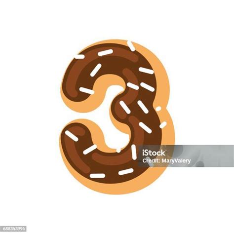 3 번의 도넛 도넛 폰트 3입니다 달콤한 알파벳입니다 레터링 사탕 음식 Abc 가입 0명에 대한 스톡 벡터 아트 및 기타 이미지 0명 갈색 노랑 Istock