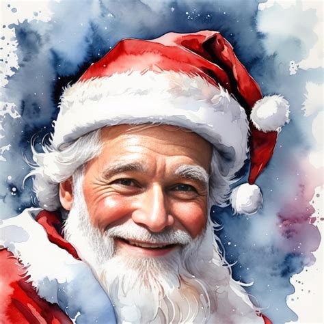 Premium Ai Image Santa Clause Smiling Watercolor Painting Illustration