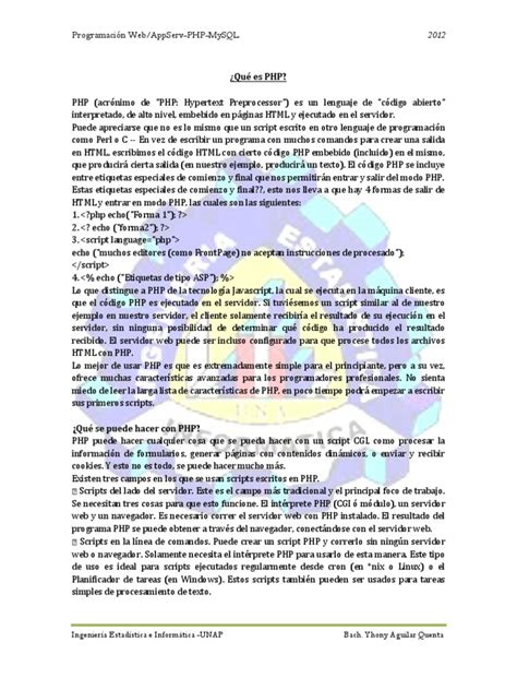 Php Appserv Mysql Yhony Aguilar Pdf Mi Sql Php