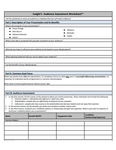 Free 15 Audience Worksheet Samples In Pdf
