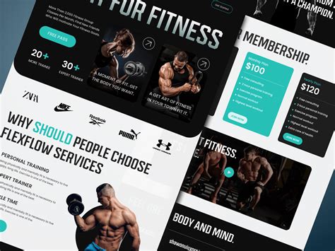 fitness and gym website i landing page behance